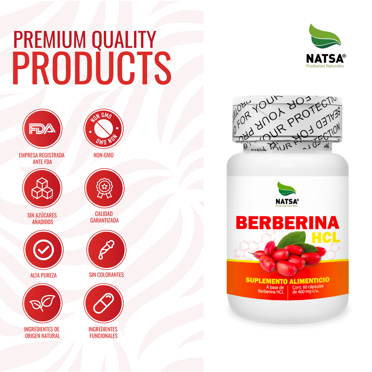 Berberina HCl 60 cápsulas – NATSA