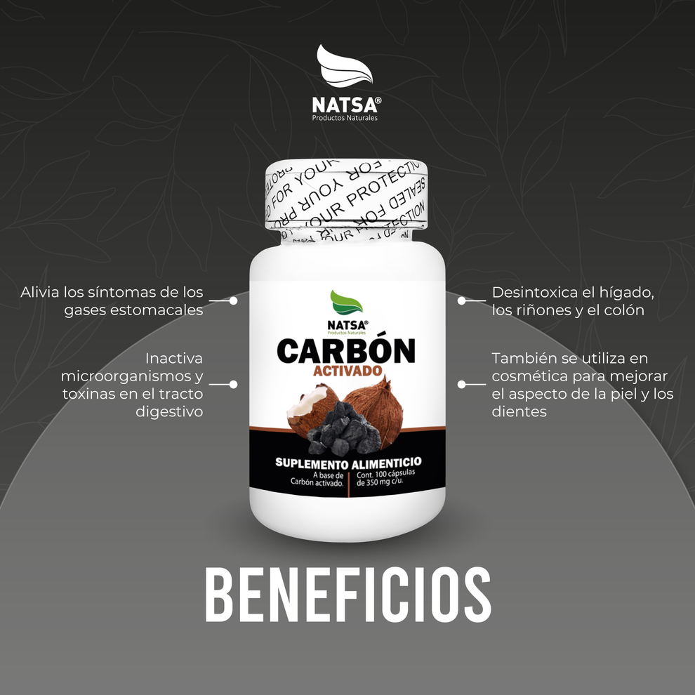 Carbón Activado 100 cápsulas – NATSA Productos Naturales