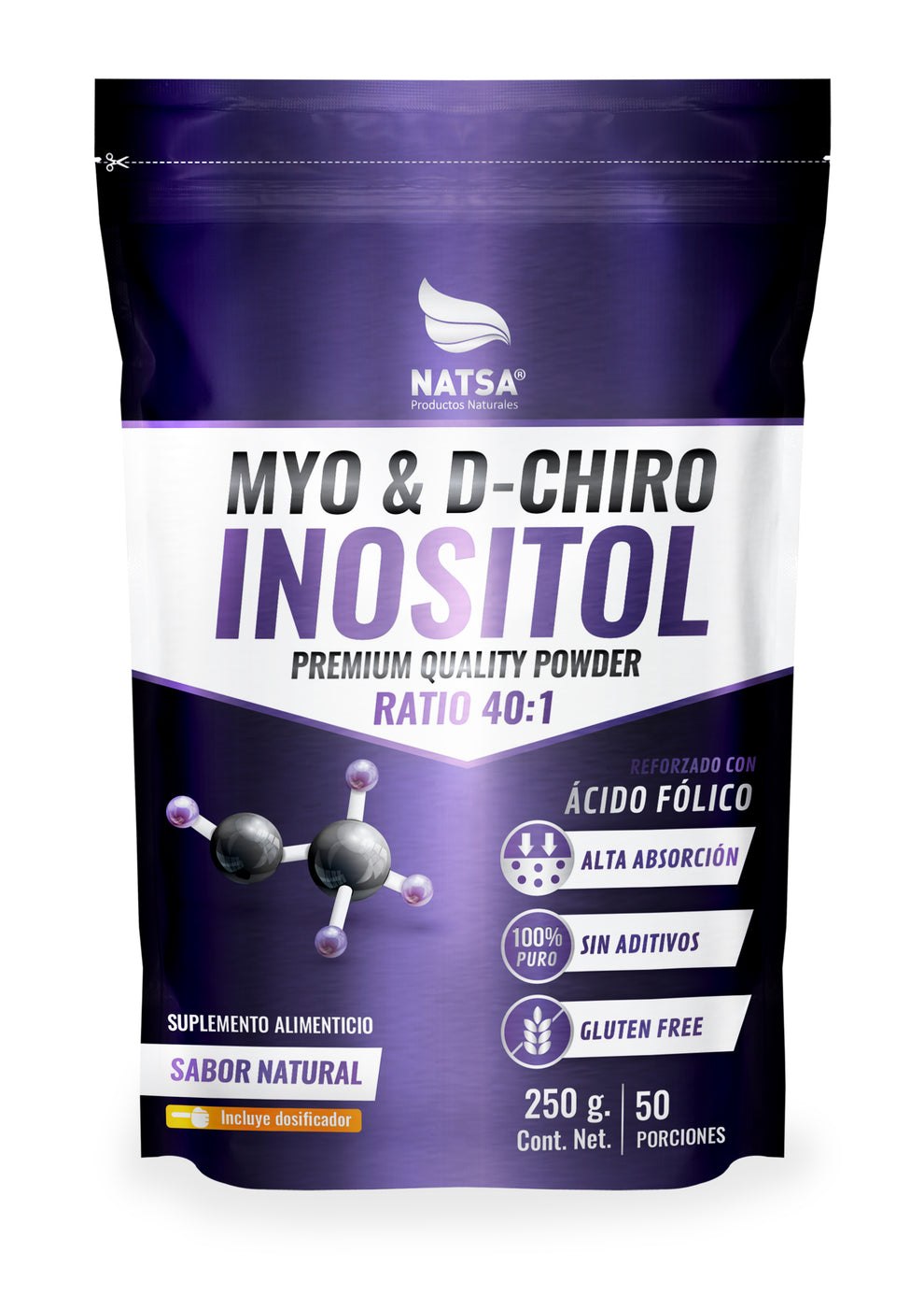 Myo & D-Chiro Inositol 40:1 250 g – NATSA Productos Naturales